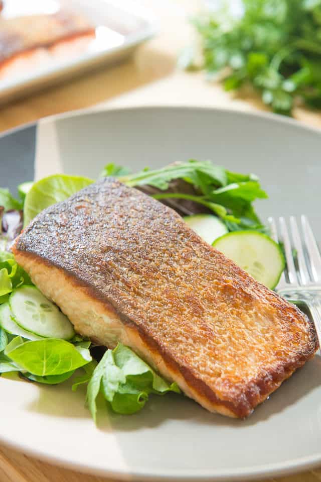 How do you cook salmon without burning skin?