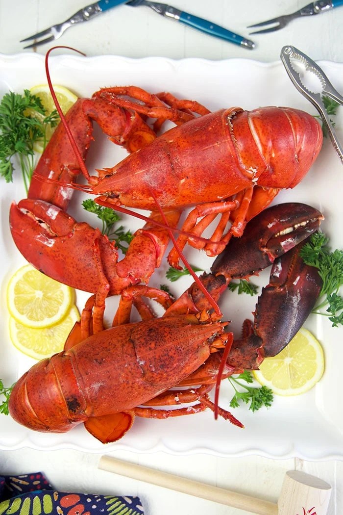 How do you cook two whole lobsters?