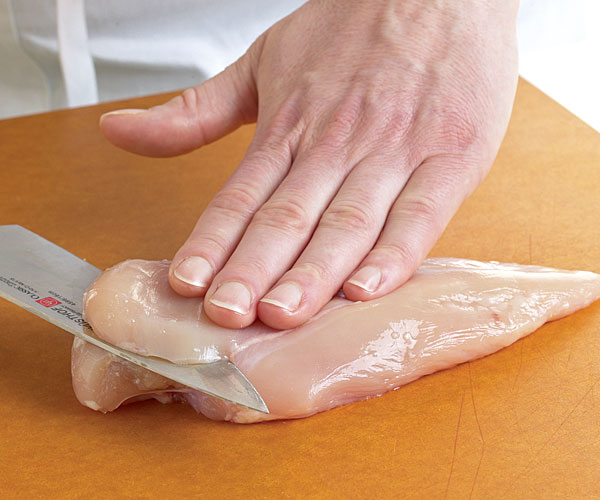 How do you cut a chicken breast so it’s thin?