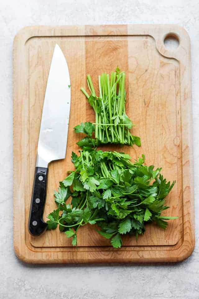 How do you cut parsley stalks?