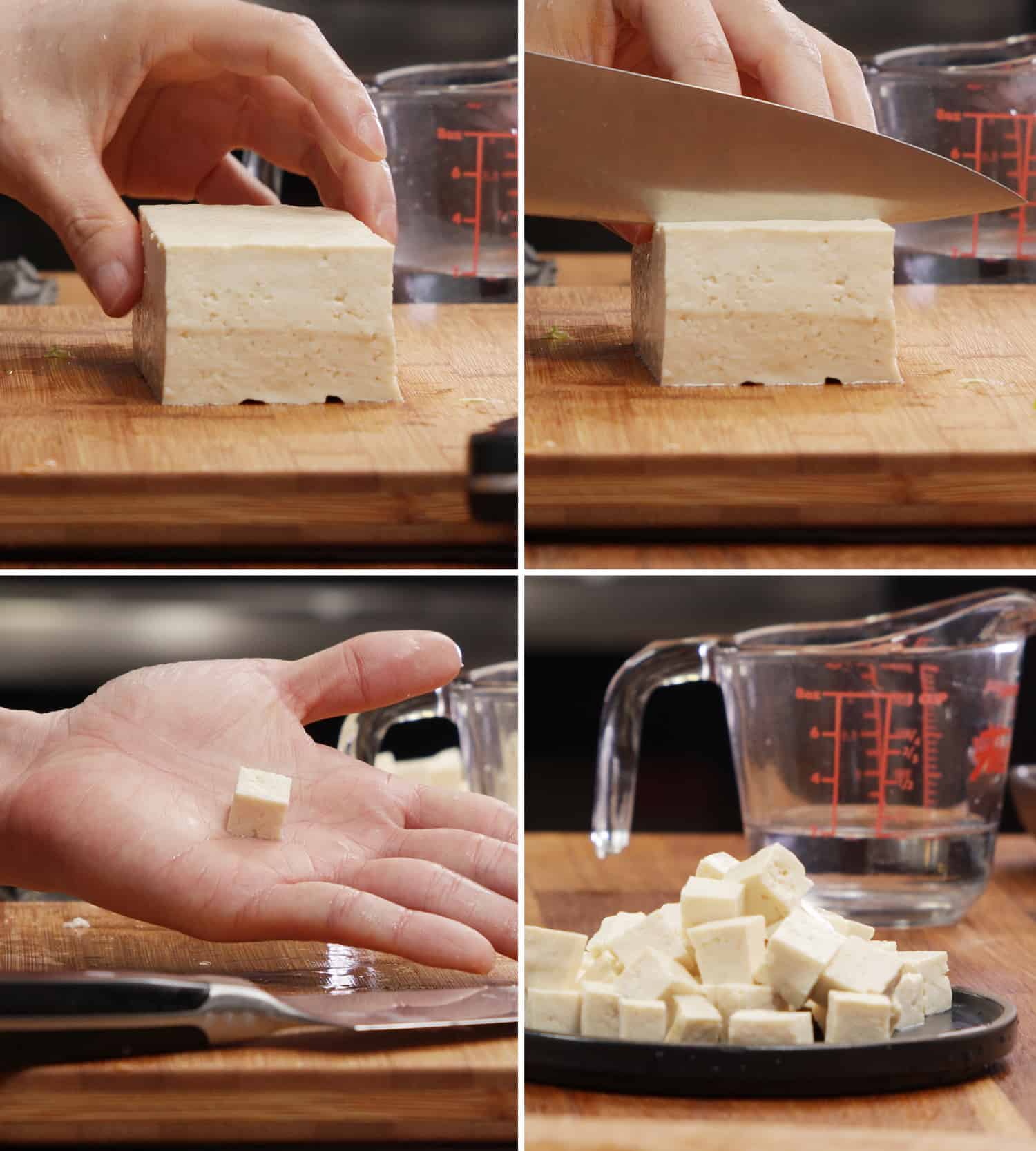 How do you cut tofu for miso?