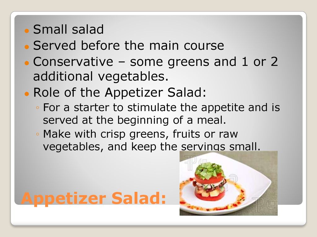 How do you differentiate salads as an appetizer?