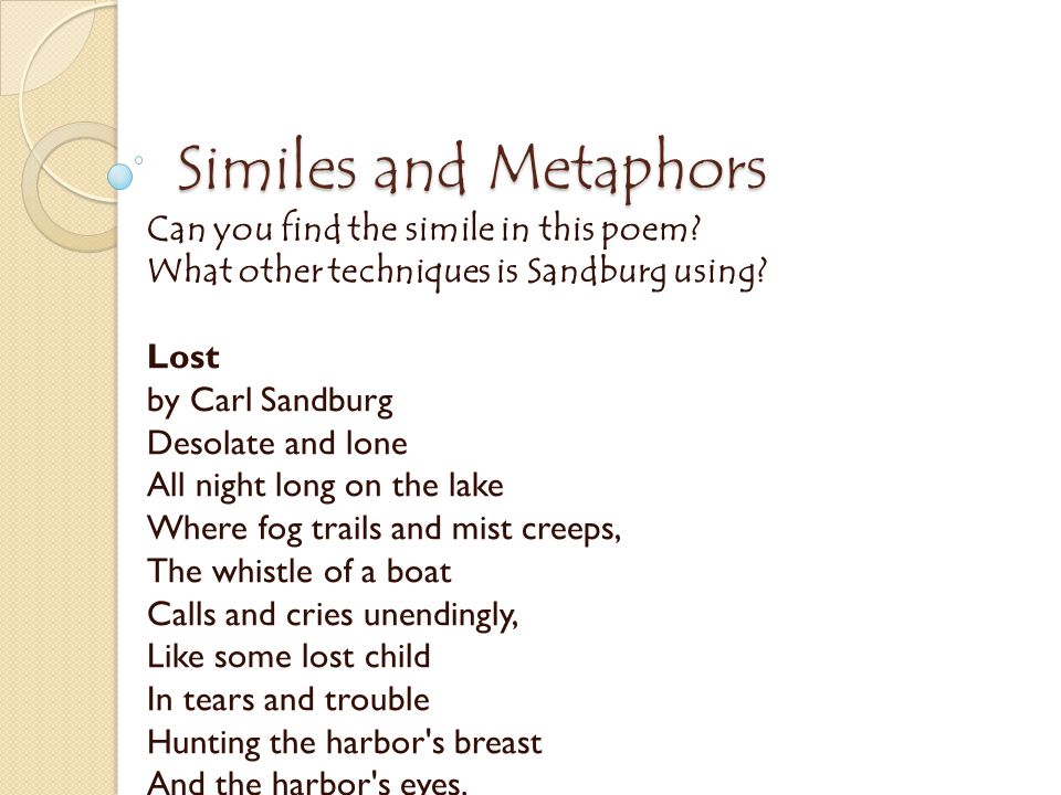 How do you find a metaphor and simile in a poem?