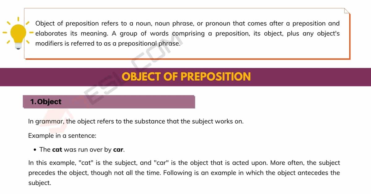 How do you find the object of a preposition in a sentence?
