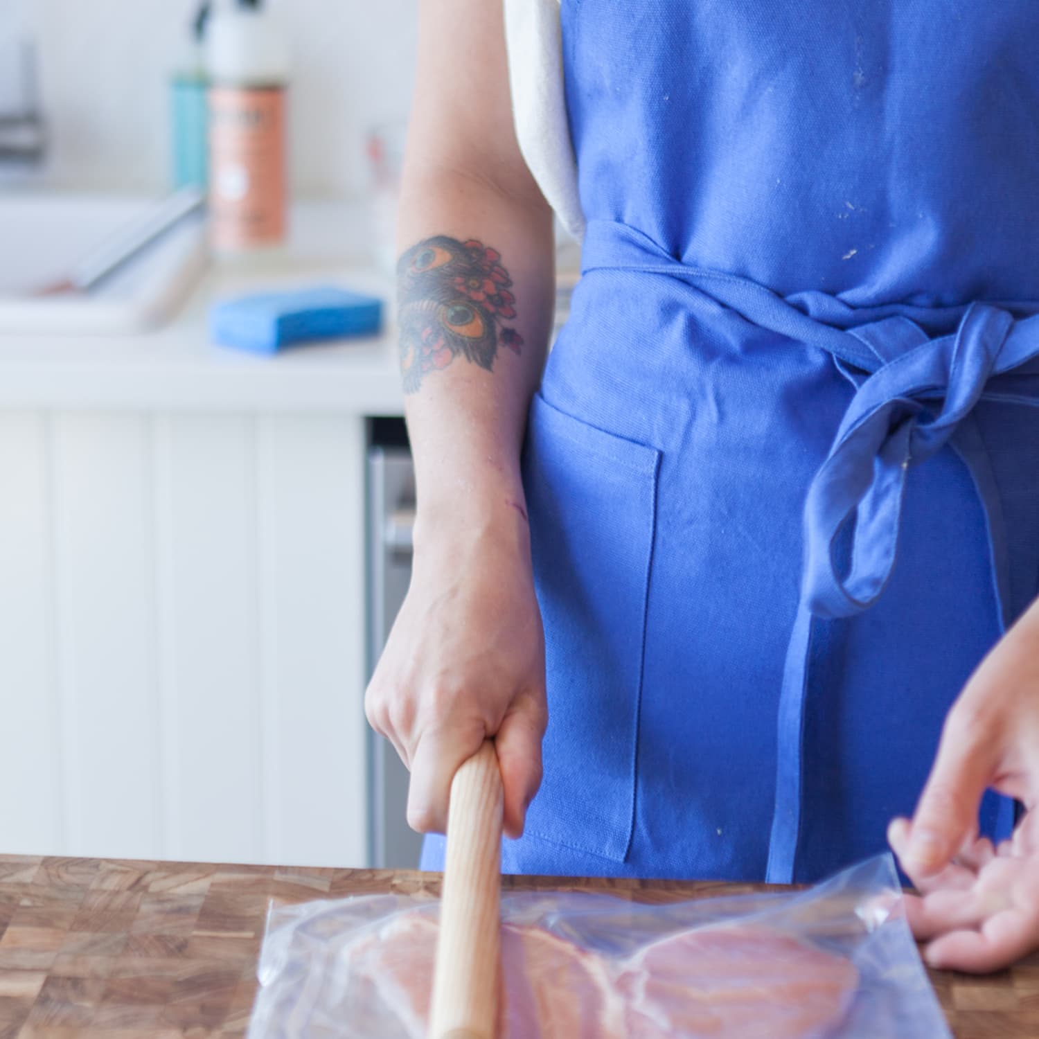 How do you flatten chicken breasts without a mallet?