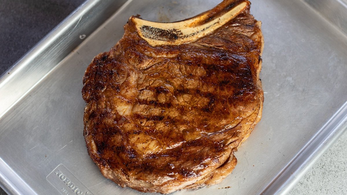 How do you grill a 3 pound cowboy ribeye?