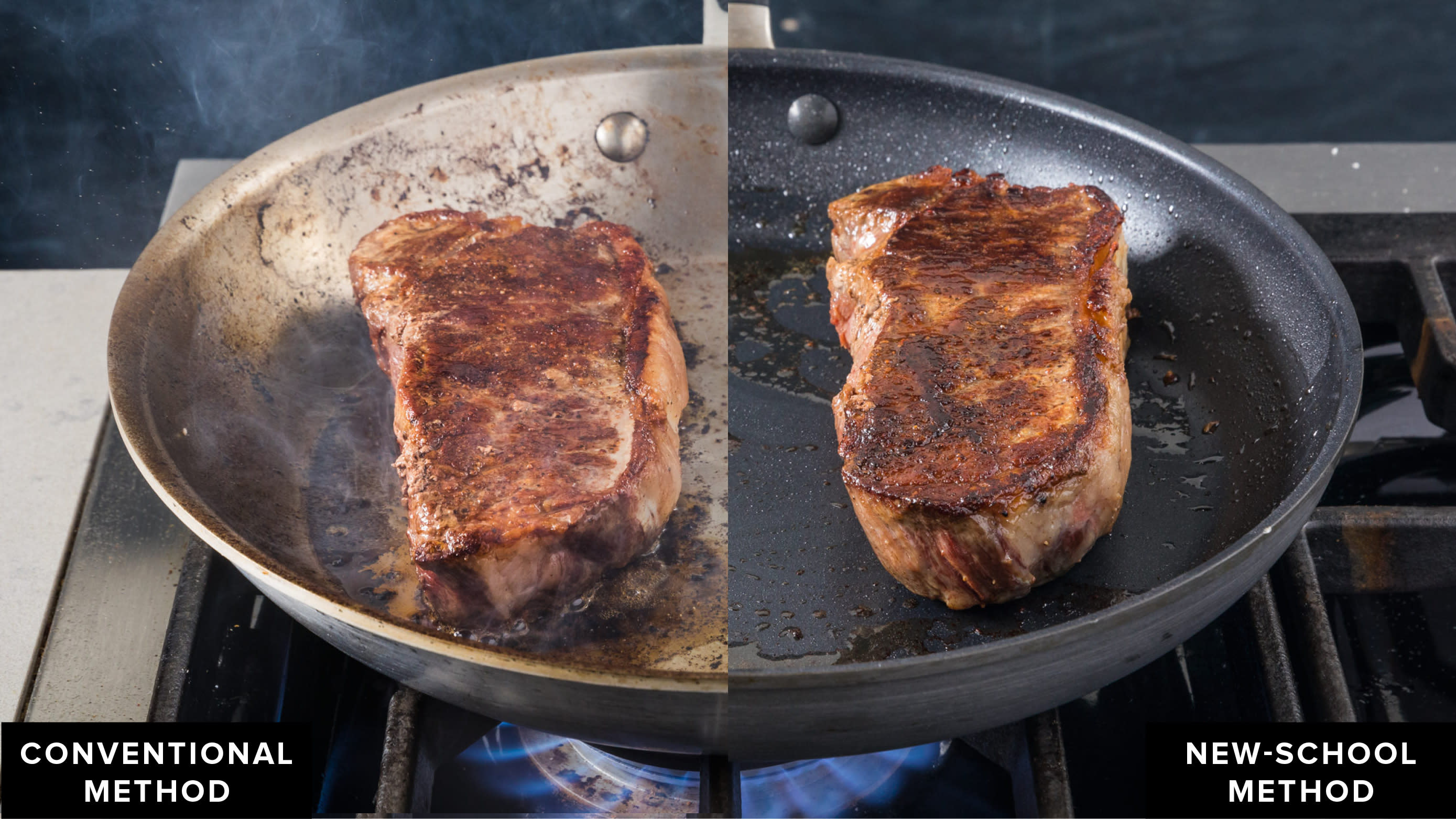 How do you Grill an oiled steak without burning it?