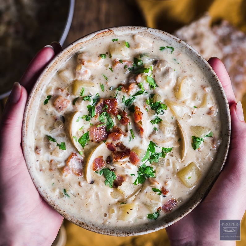 How do you heat frozen clam chowder?