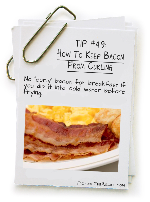 How do you keep bacon from curling?
