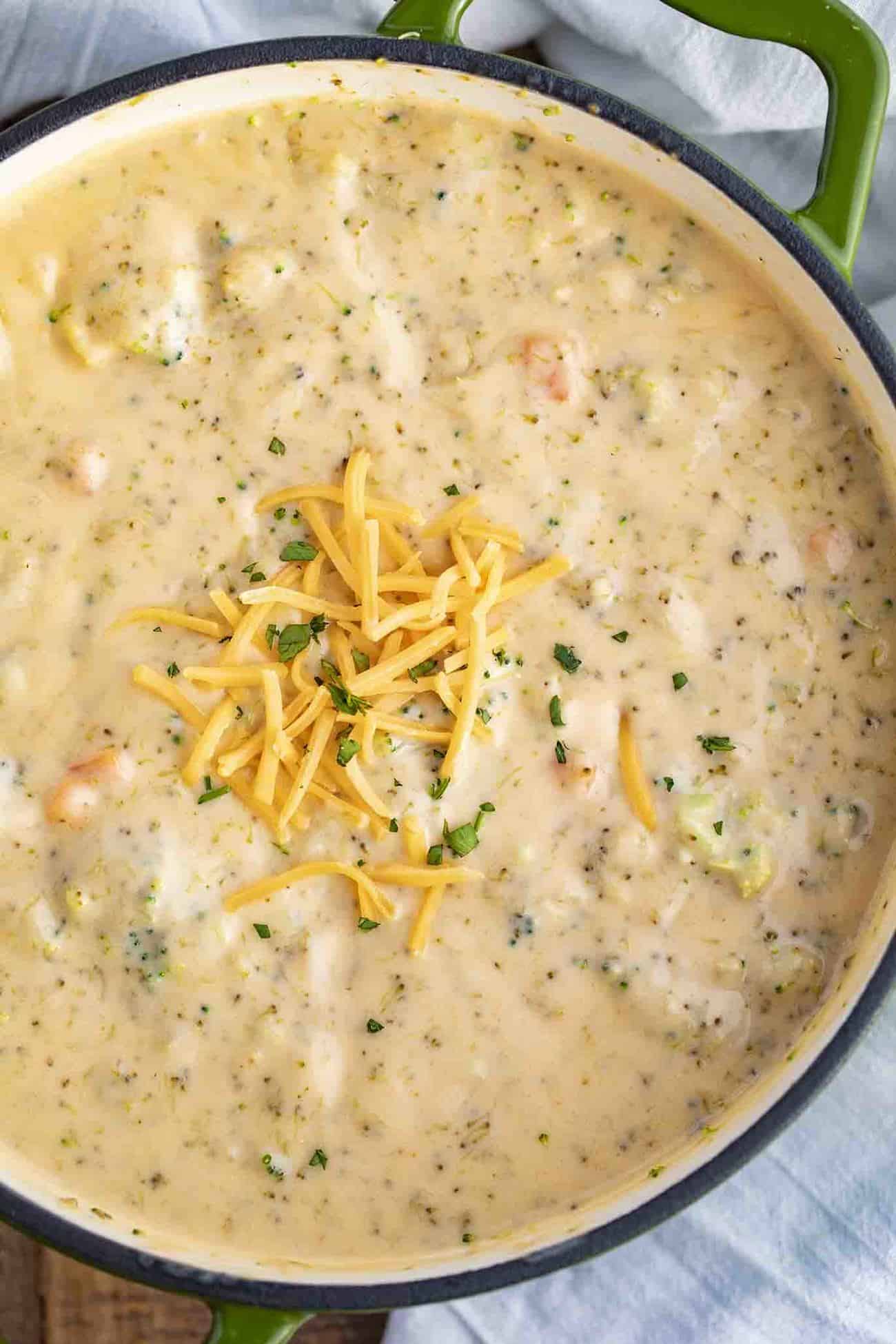 How do you keep broccoli cheese soup from curdling?
