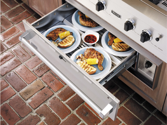 How do you keep food from drying out in a warming drawer?
