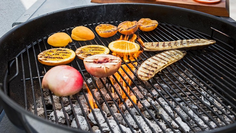 How do you keep food from sticking when grilling?