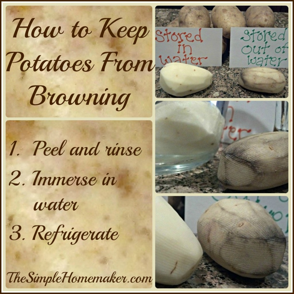 How do you keep potatoes from discoloring?