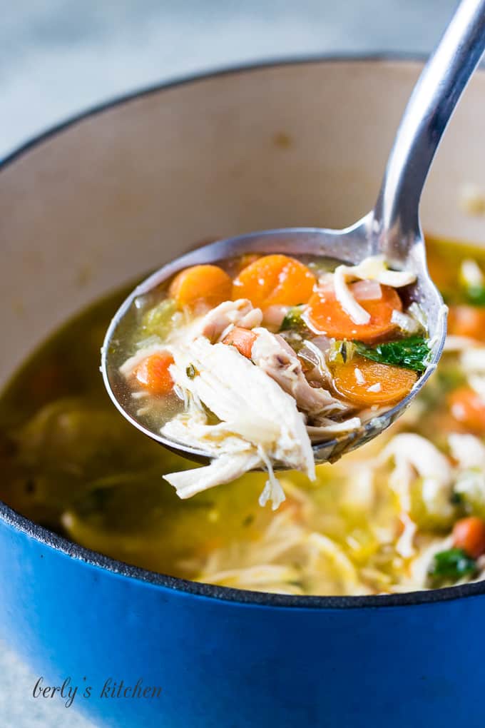 How do you make chicken noodle soup without making the noodles soggy?