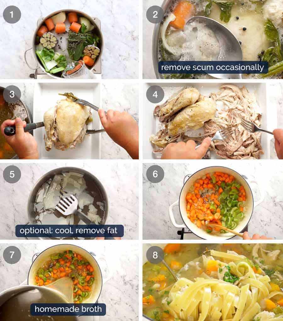 How do you make chicken soup step by step?