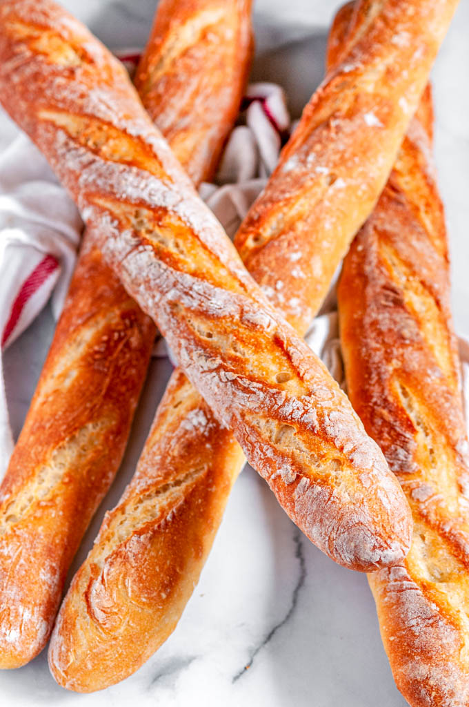 How do you make store bought baguette crispy?