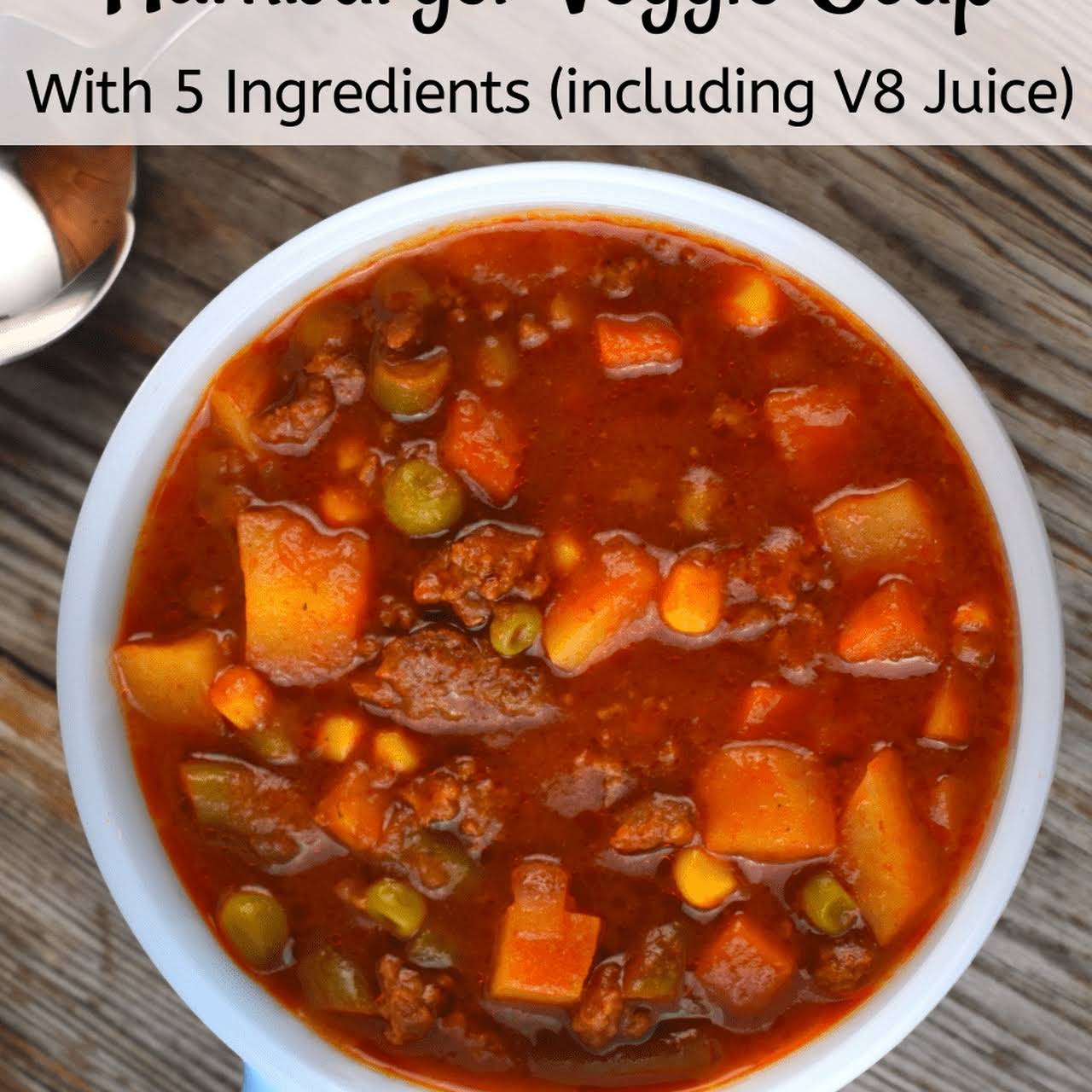 How do you make vegetable soup with chickpeas and V8 juice?