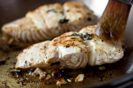 How do you marinate halibut steaks?