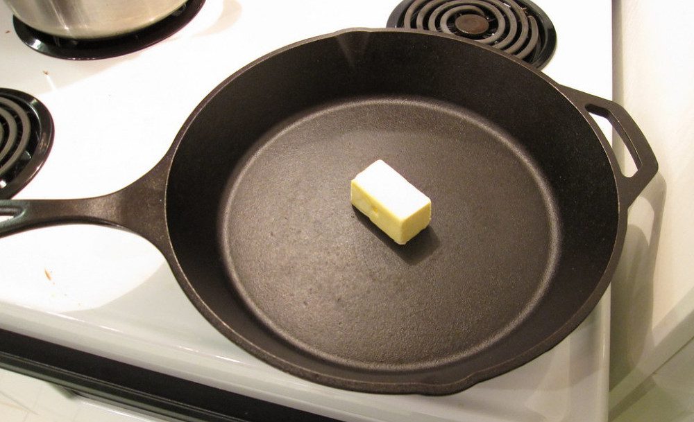 How do you not burn butter in a cast iron skillet?