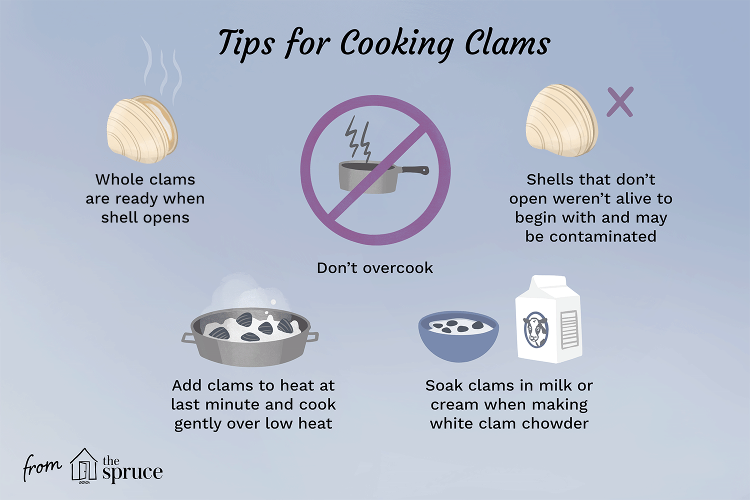 How do you prepare and cook clams?