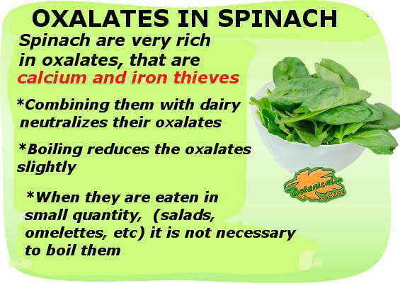 How do you reduce oxalates in spinach?