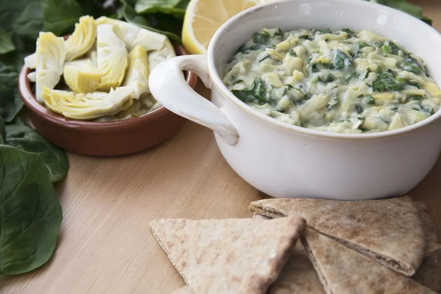 How do you reheat frozen artichoke dip?