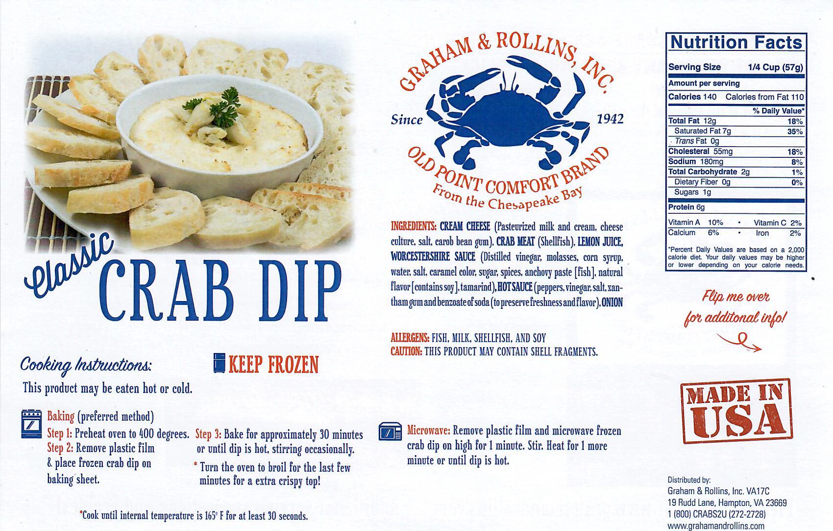 How do you reheat frozen crab dip?