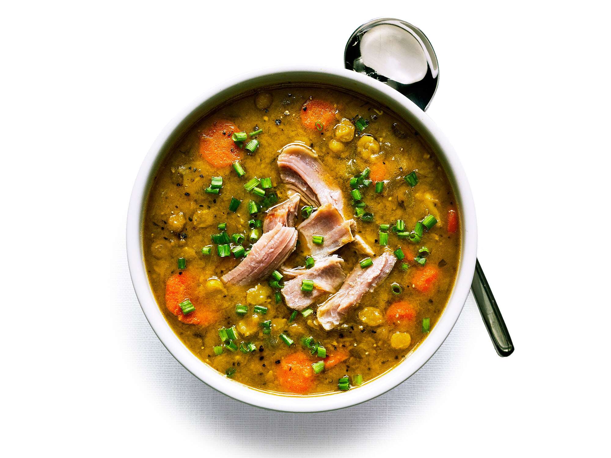 How do you reheat frozen split pea soup?