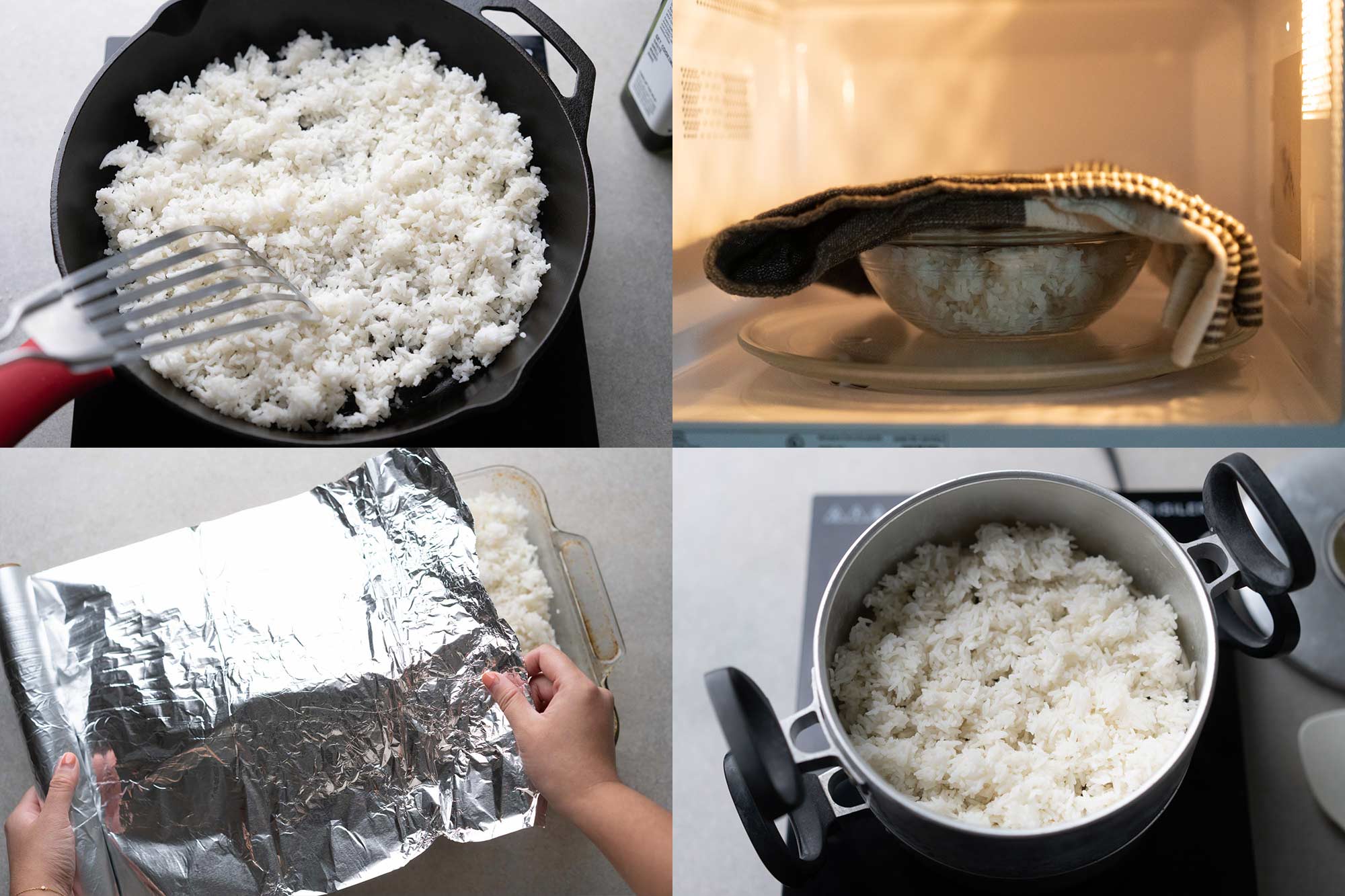 How do you reheat rice in the microwave without drying it out?