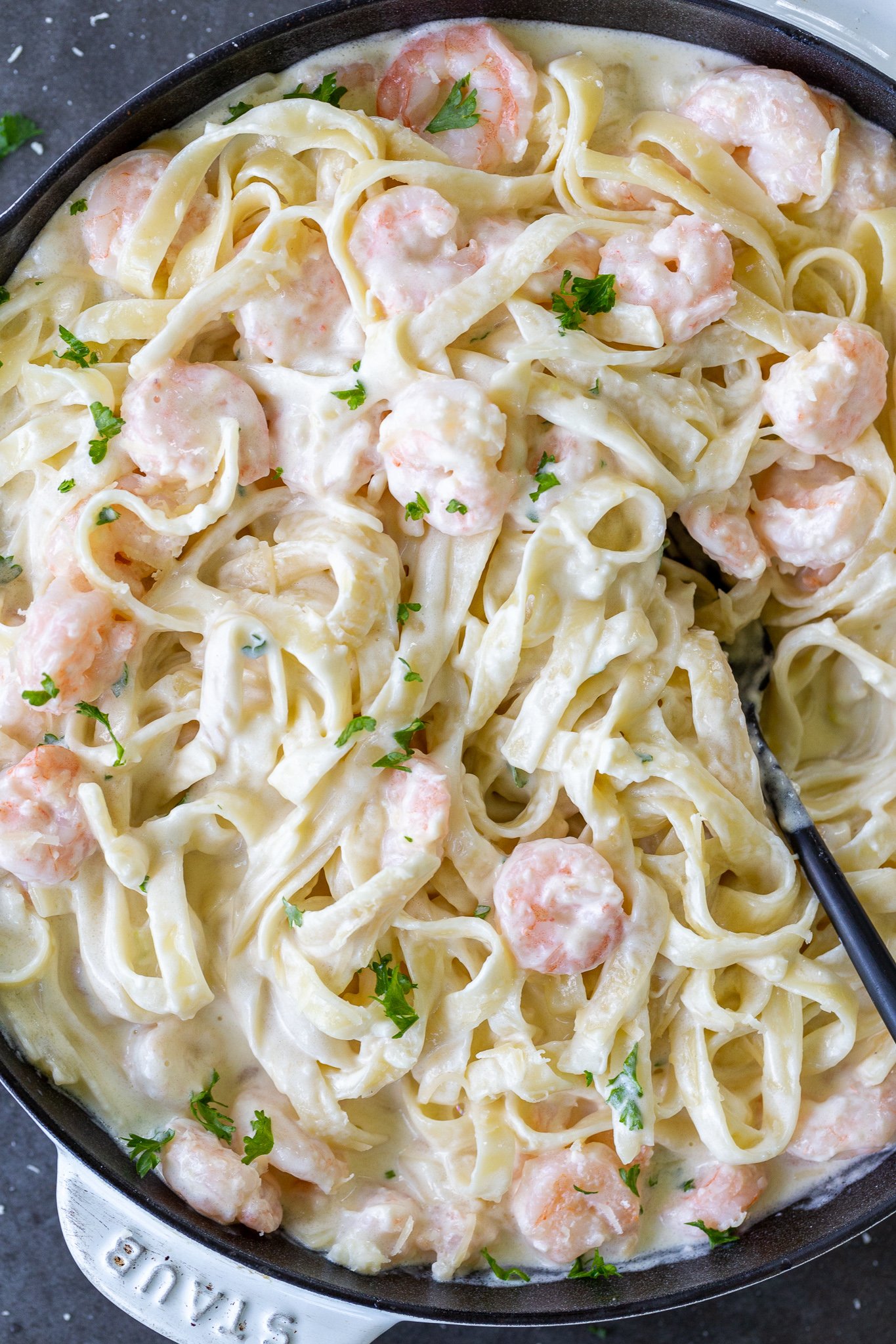 How do you reheat shrimp fettuccine alfredo?