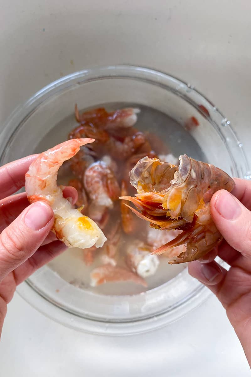 How do you remove the meat from spot prawns?