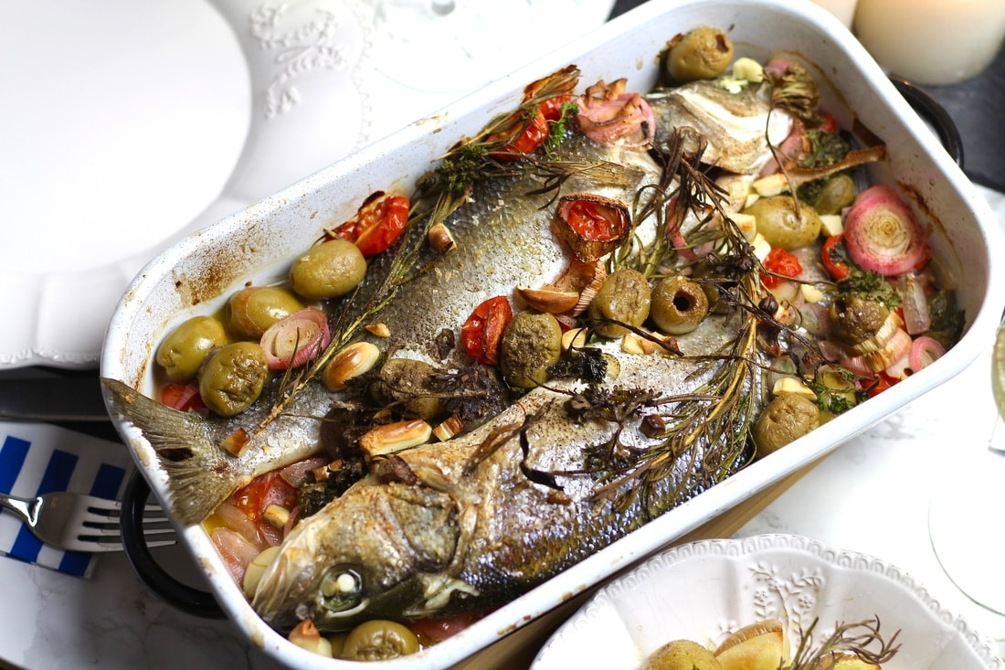 How do you season fish with olive oil and salt?