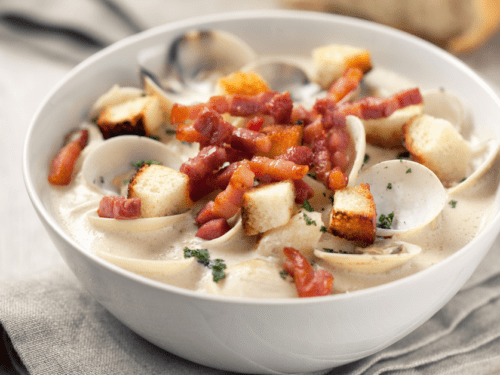 How do you serve seafood chowder?