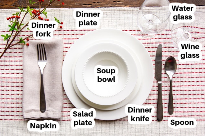 How do you set a table to serve soup and salad?