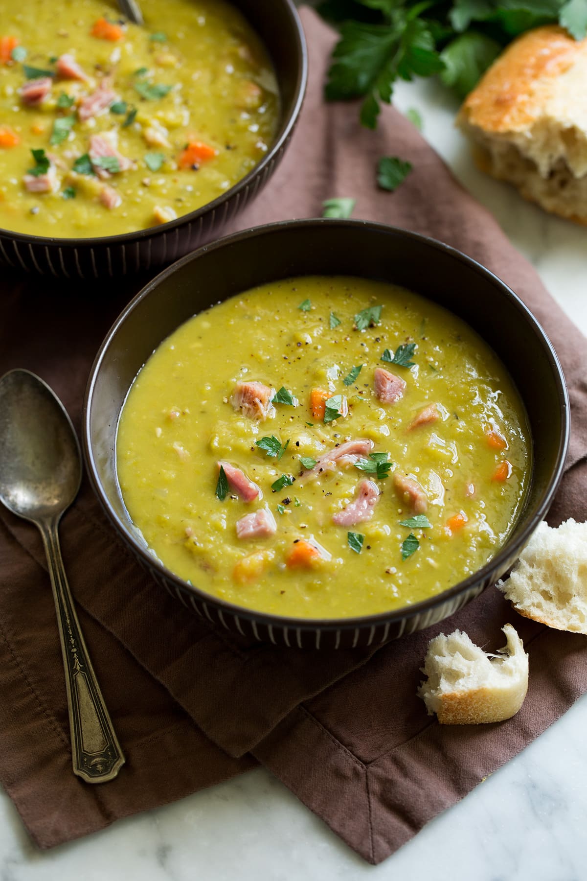 How do you spruce up split pea soup?