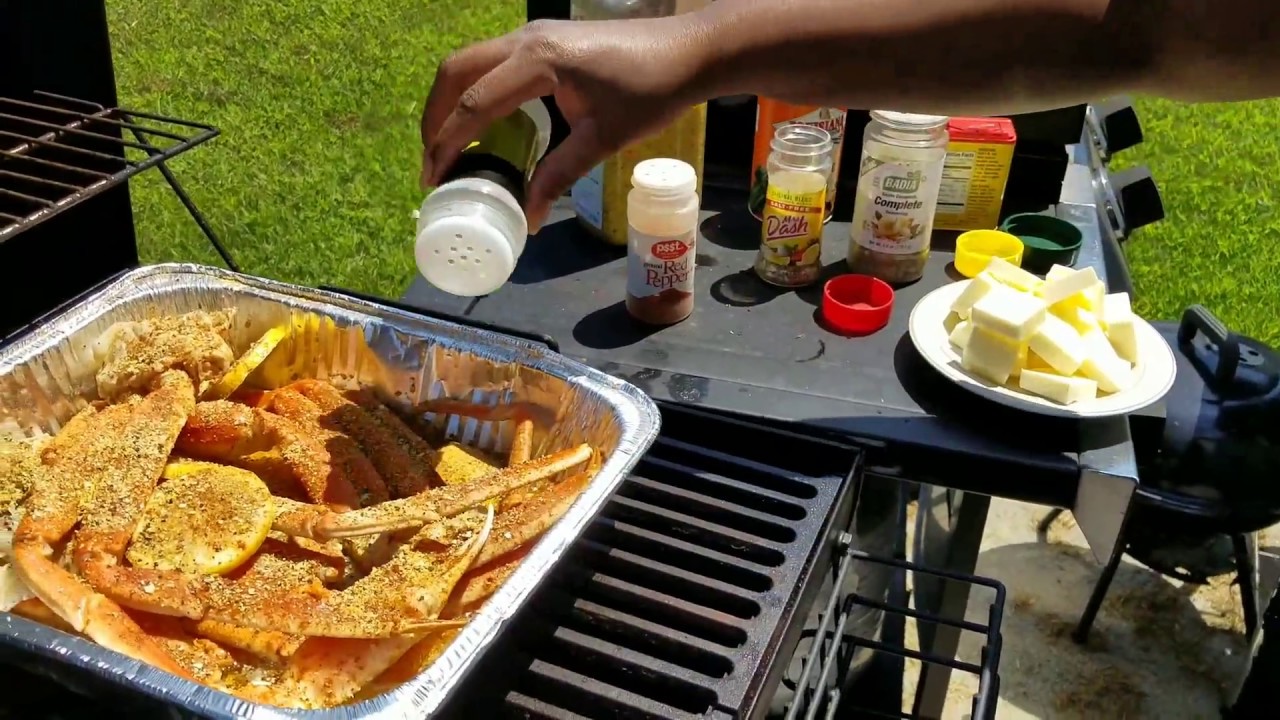 How do you steam crab legs on the grill?