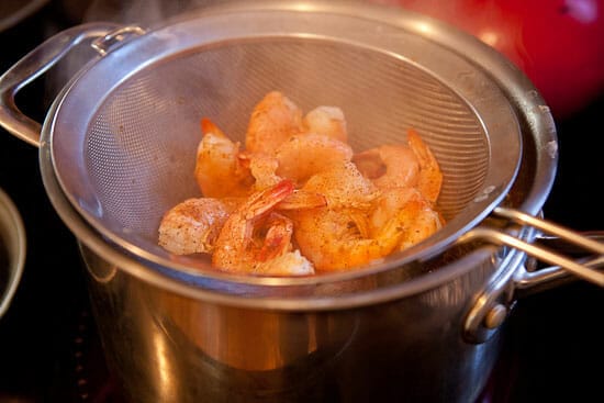 How do you steam shrimp in an electric steamer?