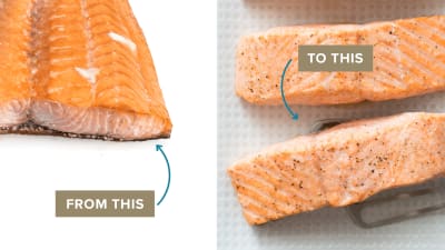 How do you stop the white stuff when cooking salmon?