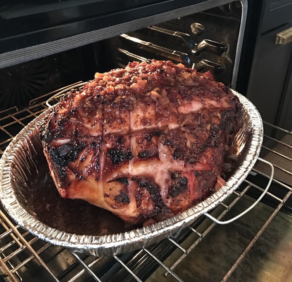 How do you store a cooked ham overnight?