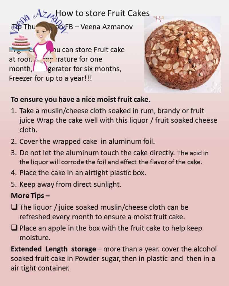 How do you store a fruit cake after baking?