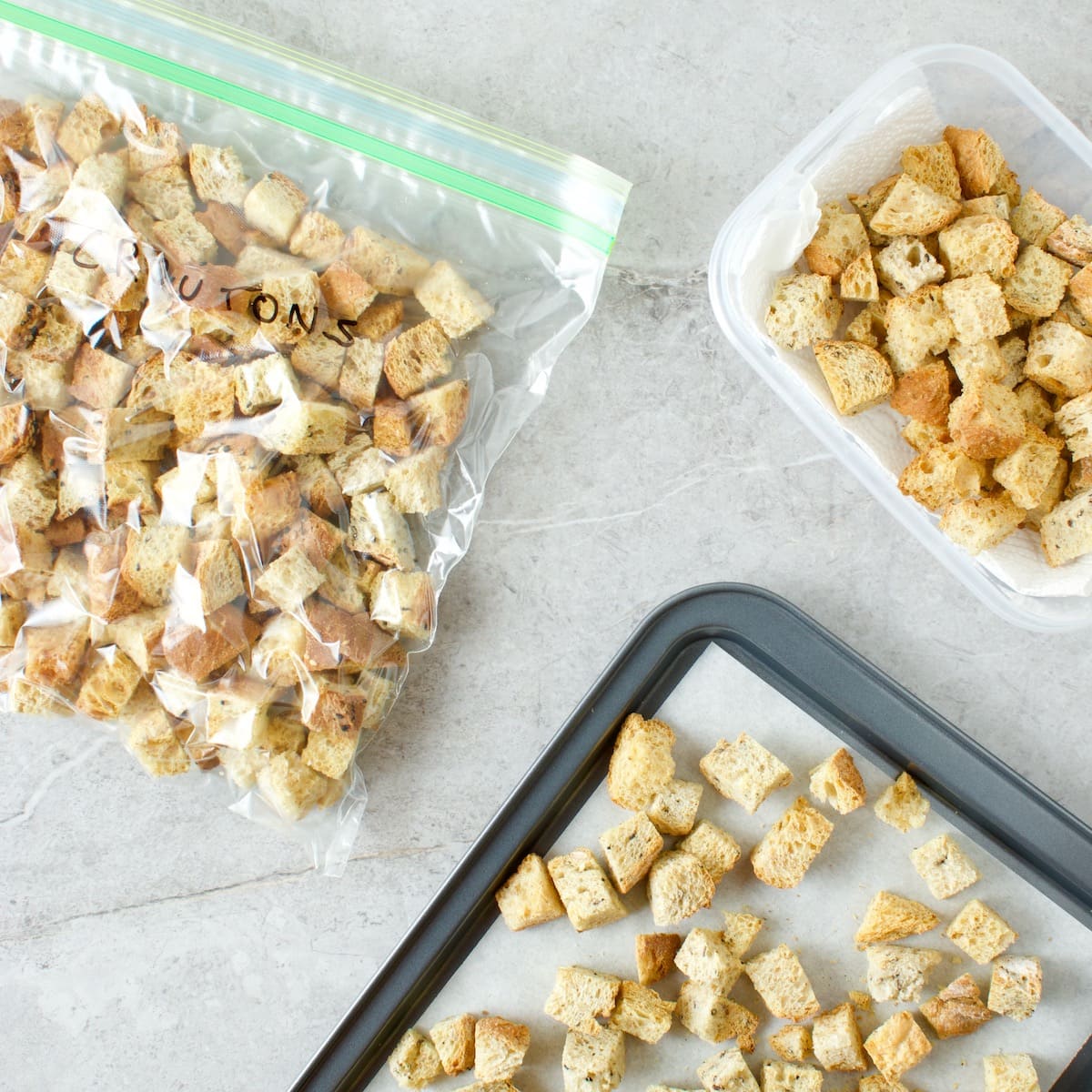 How do you store leftover croutons?