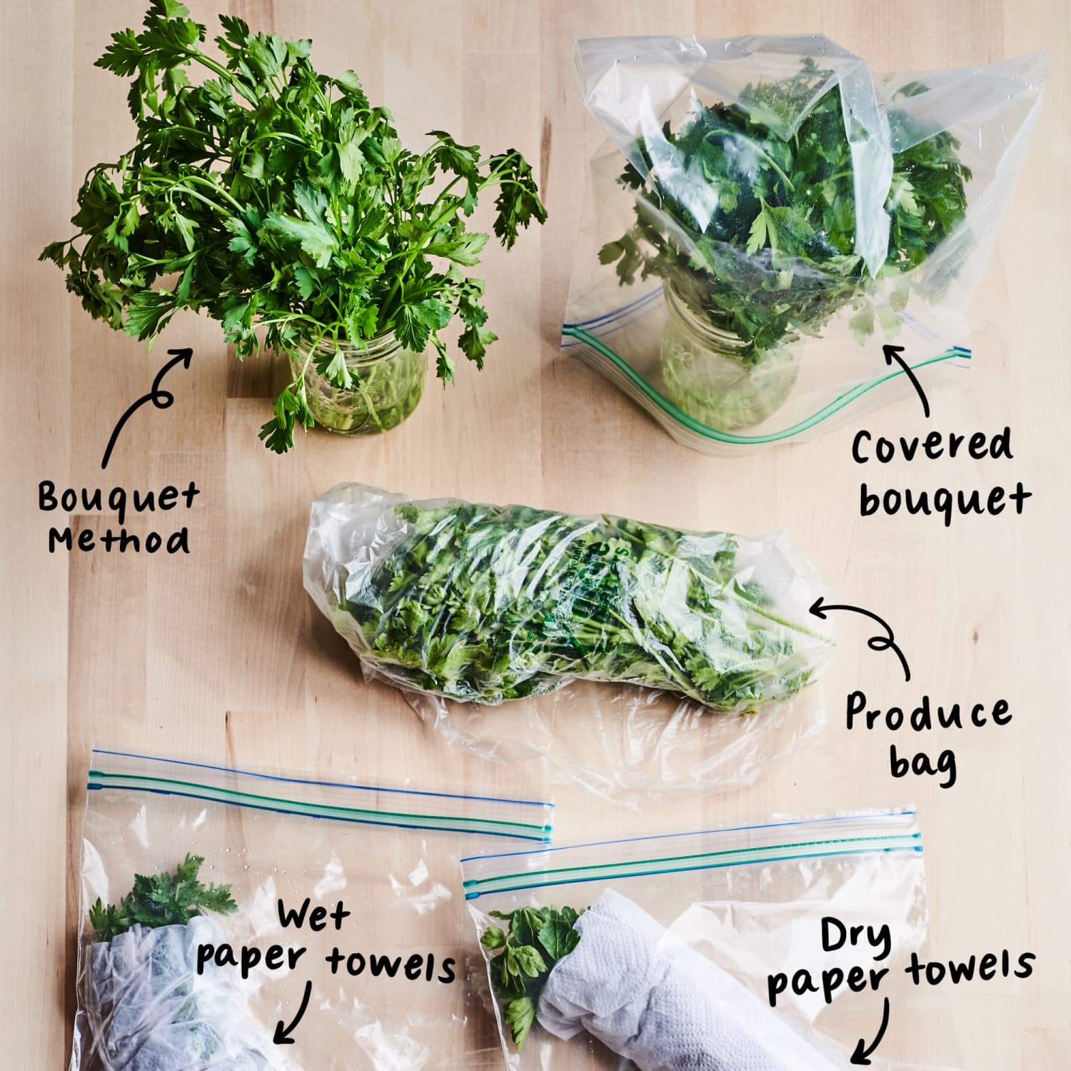 How do you store parsley after chopping?