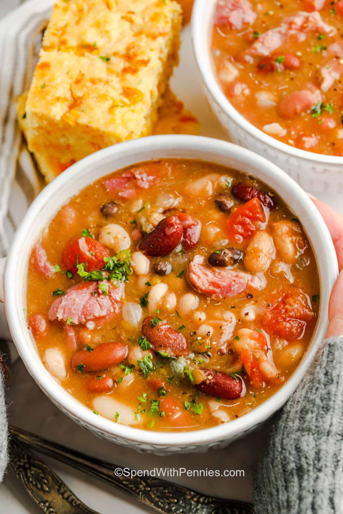 How do you thicken 15 bean soup?