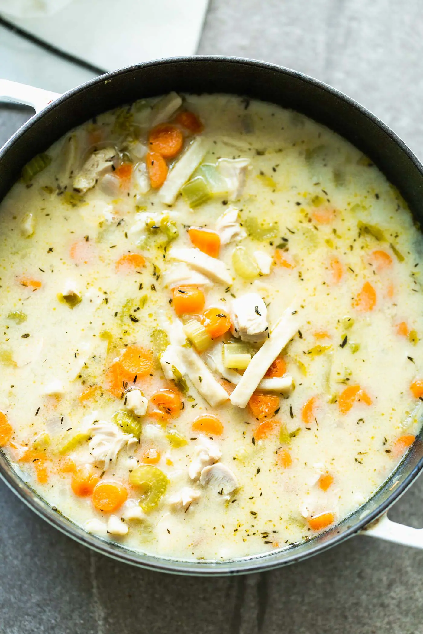 How do you thicken chicken noodle soup with flour?