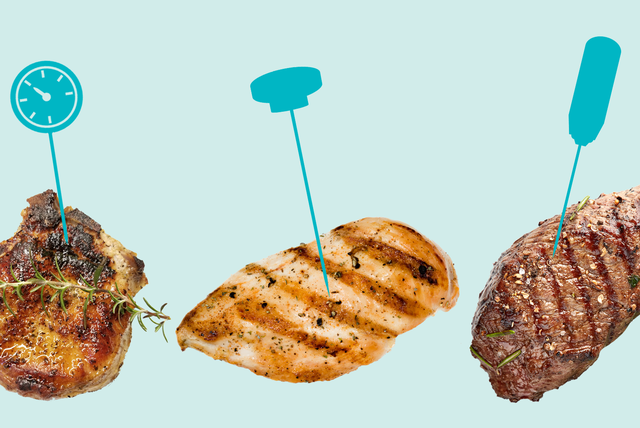 How do you use a meat thermometer on a grill?