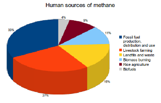 How does methane come from humans?