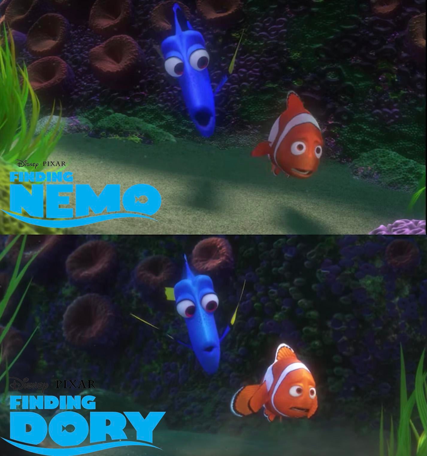 How far apart are Finding Nemo and Finding Dory?