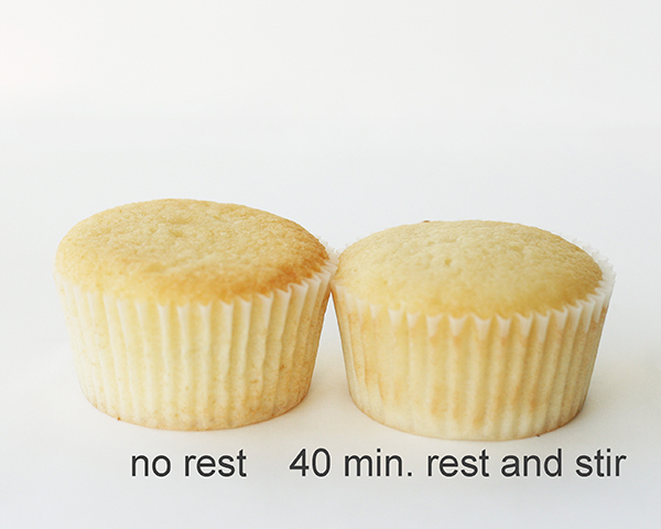How long can cupcake batter sit before baking?
