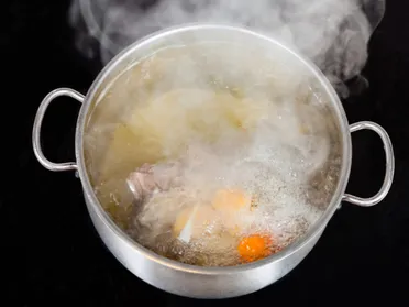 How long can you leave stock boiling?