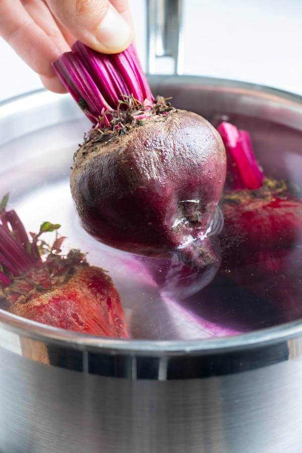 How long do I boil beets to get the skin off?